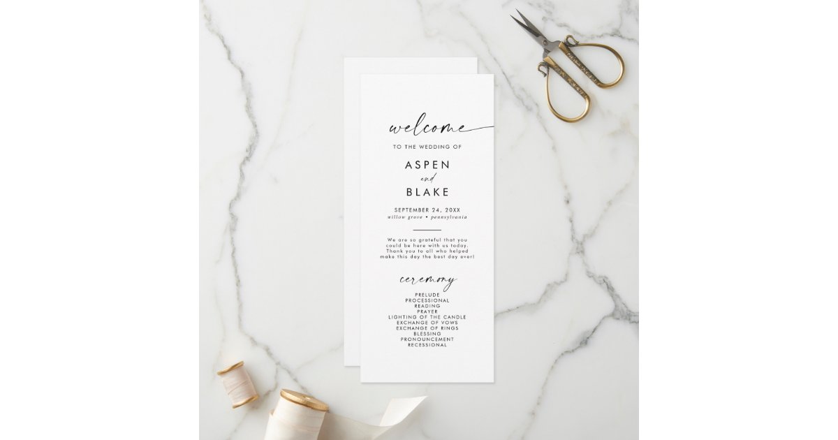 Modern Script Wedding Program | Zazzle