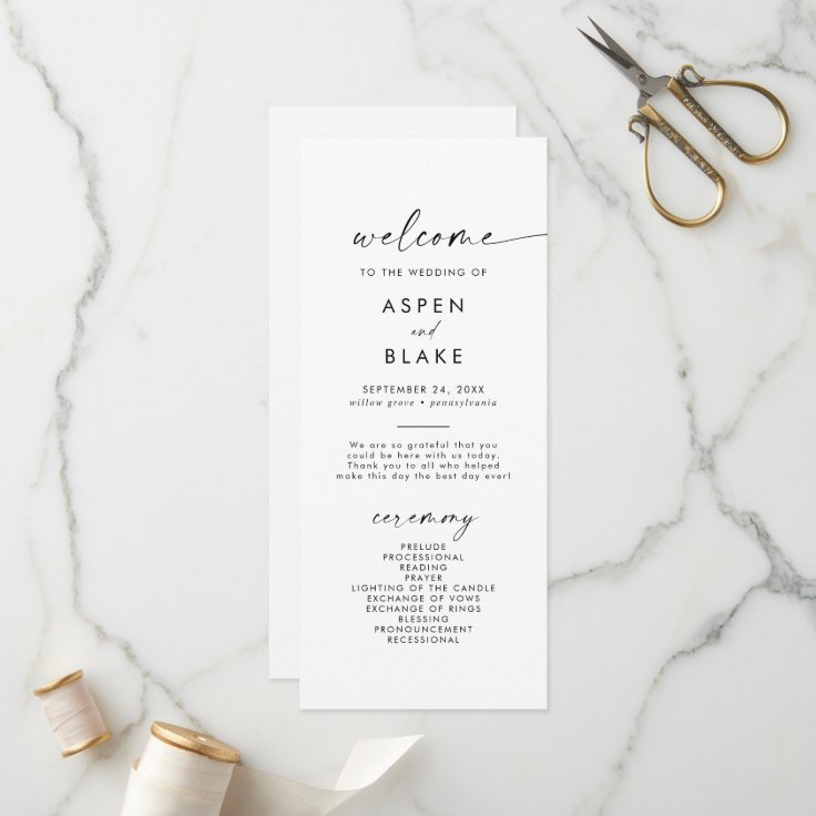 Modern Script Wedding Program | Zazzle