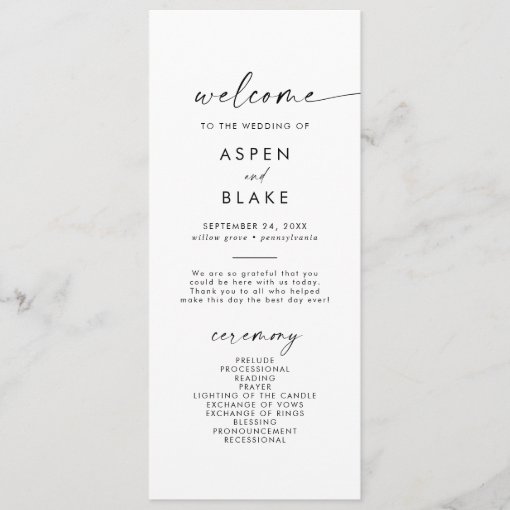 Modern Script Wedding Program | Zazzle