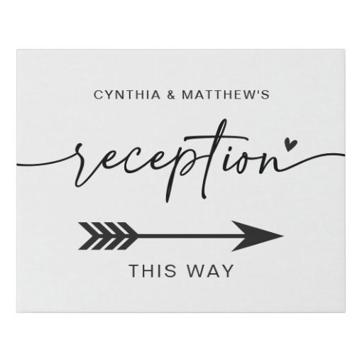 Modern Script Wedding Reception Direction Sign | Zazzle