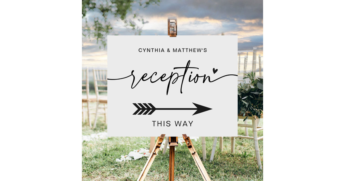 Modern Script Wedding Reception Direction Sign | Zazzle