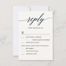 Modern Script Wedding RSVP with Menu Options Invitation | Zazzle