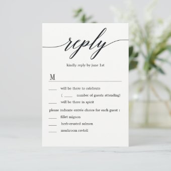 Modern Script Wedding RSVP with Menu Options Invitation | Zazzle