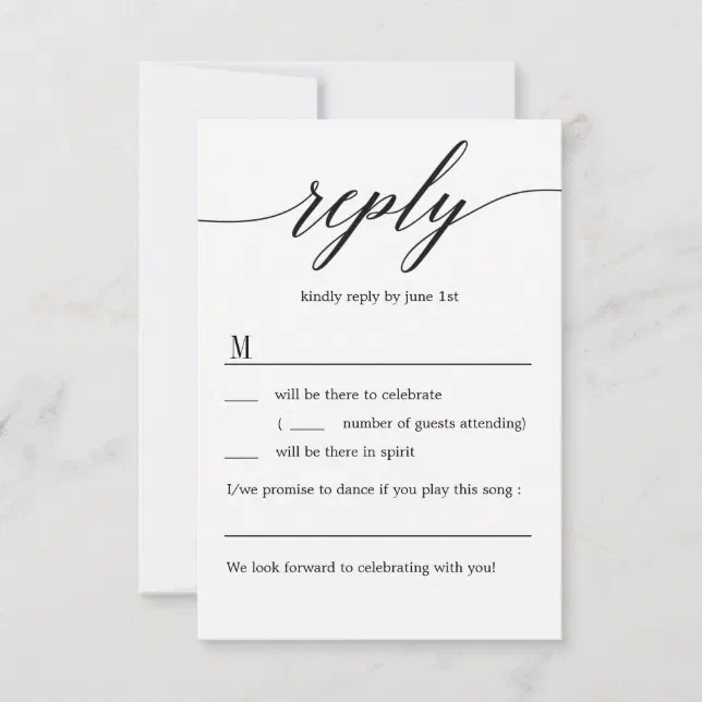 Modern Script Wedding RSVP Without Menu Options Invitation | Zazzle