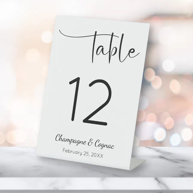 Modern Script Wedding Shower Table Number Pedestal Sign | Zazzle