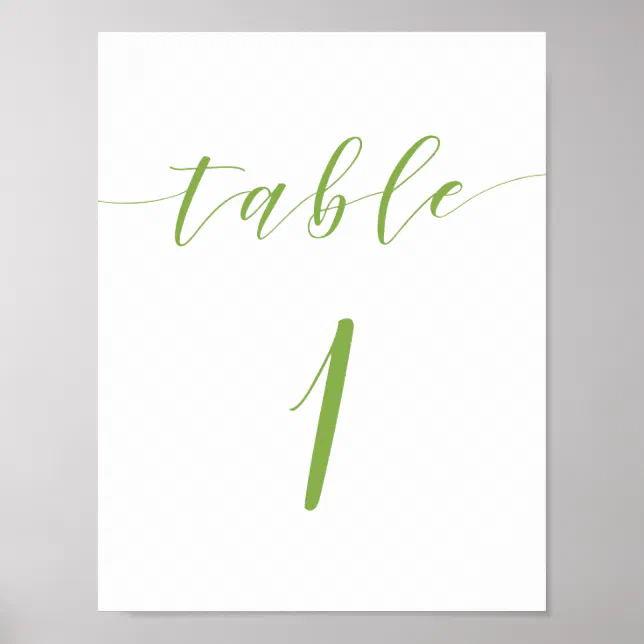 Modern script wedding table number 1 sign | Zazzle