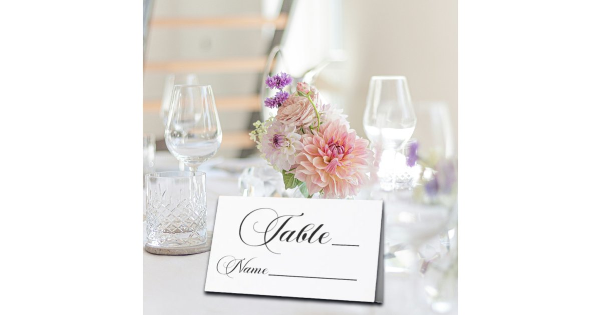 Modern Script Wedding Table Number Place Card | Zazzle