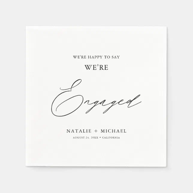 Modern Script We're Engaged Engagement Party Napkins | Zazzle