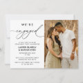 Modern Script We're Engaged Photo Engagement Party Invitation | Zazzle