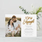 Modern Script We're Engaged Photo Engagement Party Invitation | Zazzle