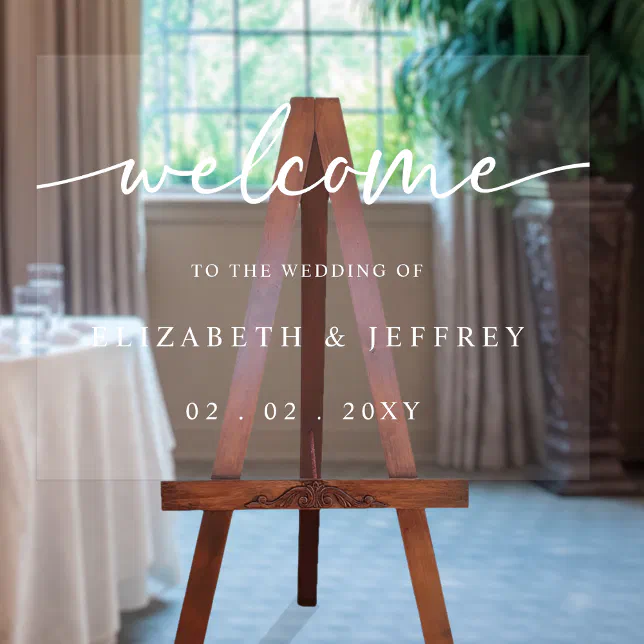 Modern Script White Wedding Welcome Sign | Zazzle