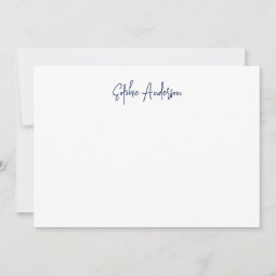 Modern Script with White Stripes and Custom Color Note Card | Zazzle