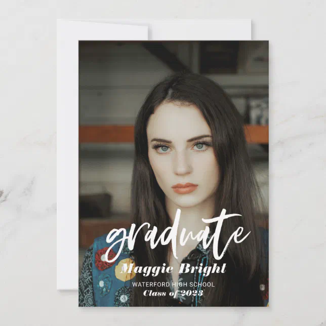 Modern scripted graduate photo invitation | Zazzle