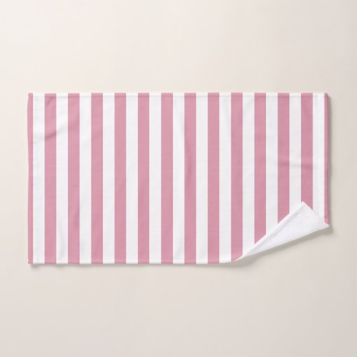 Modern Sea Pink and White Striped pattern Bath Towel Set | Zazzle