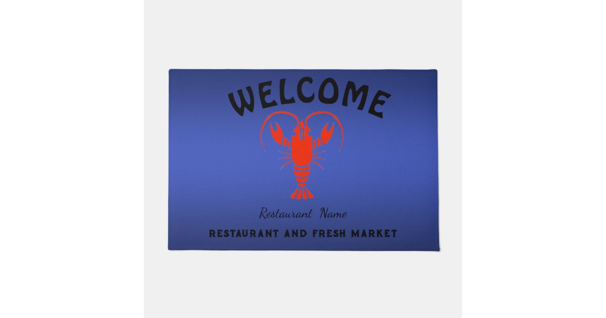 Modern seafood Restaurant & Market crayfish custom Doormat | Zazzle