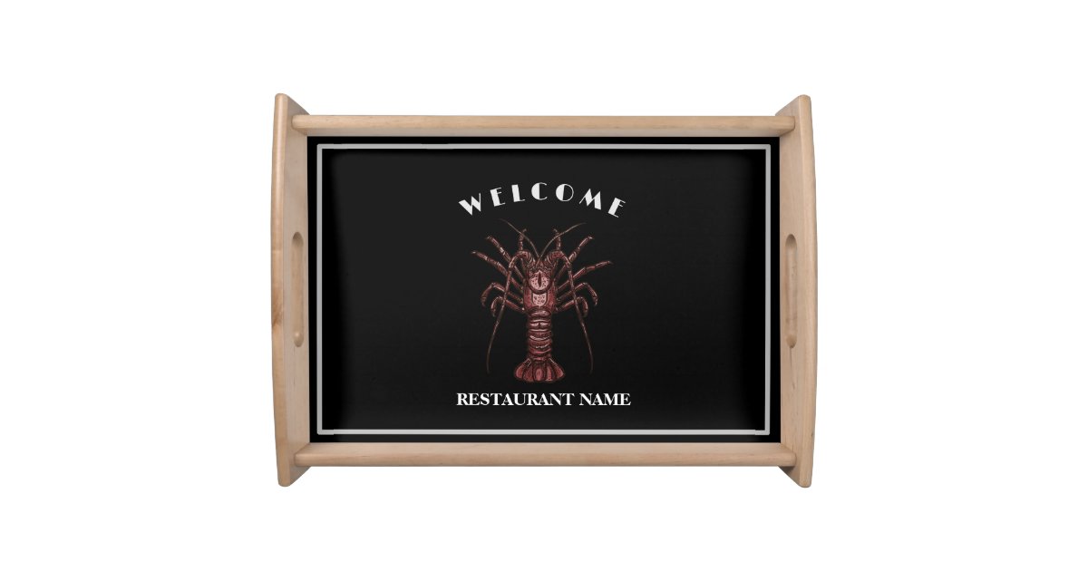 Modern seafood welcome Lobster sashimi custom name Serving Tray | Zazzle