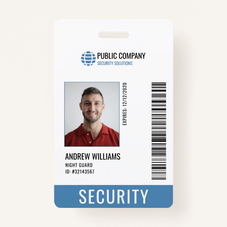 Modern Security Company Guard ID Badge | Zazzle