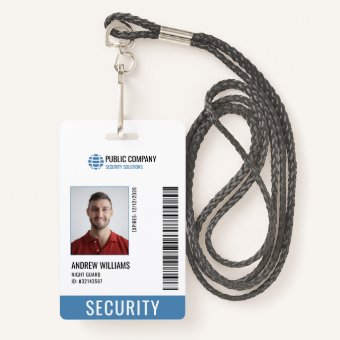 Modern Security Company Guard ID Badge | Zazzle