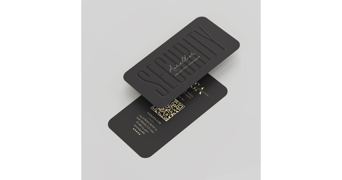 Modern Security Monogram Black Business Card | Zazzle