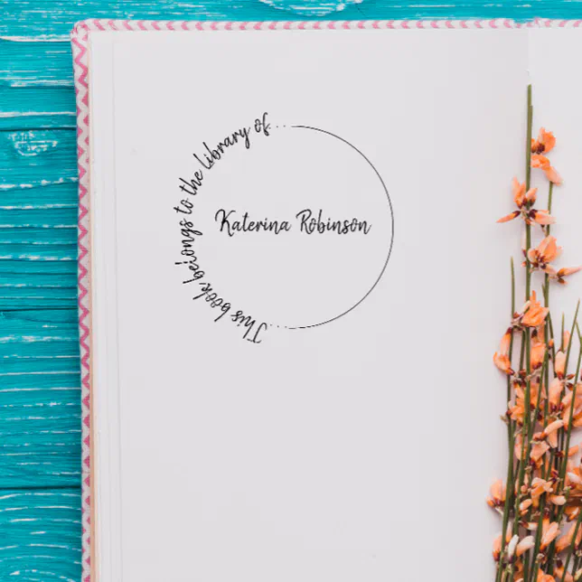 Modern Semicircle Hand-written Custom Book Rubber Stamp | Zazzle