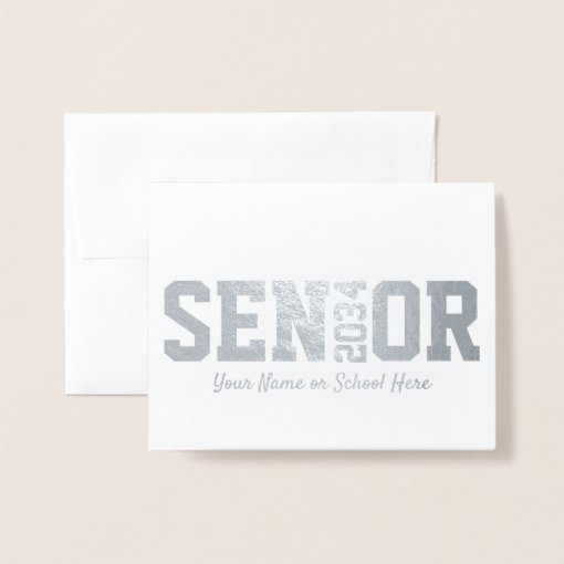 Modern Senior Block Letter | Any Year Graduation Foil Card | Zazzle