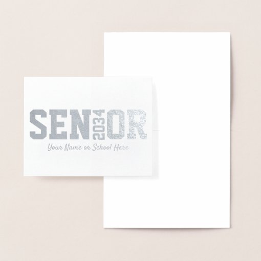 Modern Senior Block Letter | Any Year Graduation Foil Card | Zazzle