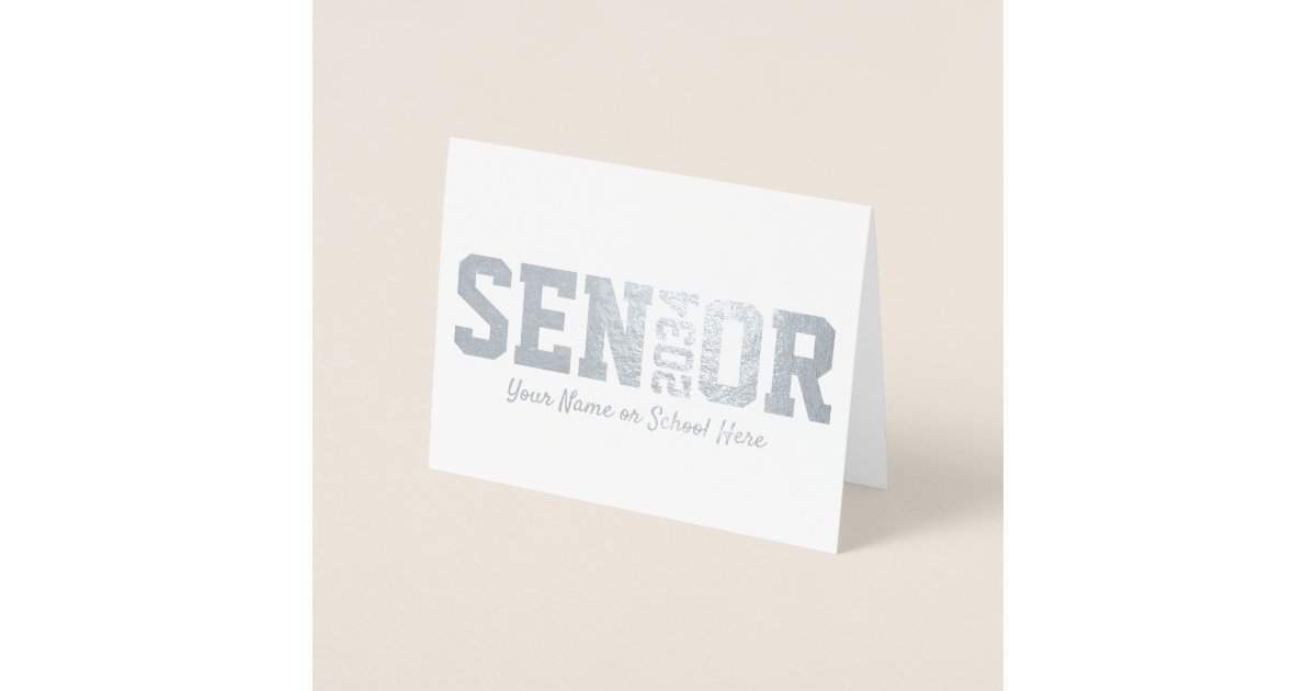 Modern Senior Block Letter | Any Year Graduation Foil Card | Zazzle