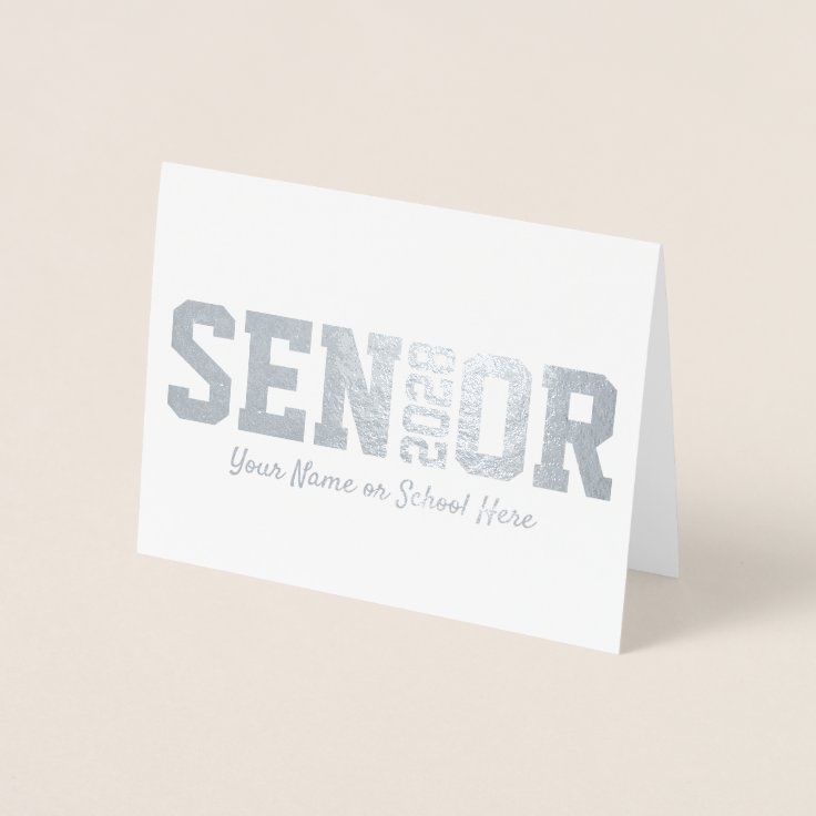 Modern Senior Block Letter | Any Year Graduation Foil Card | Zazzle