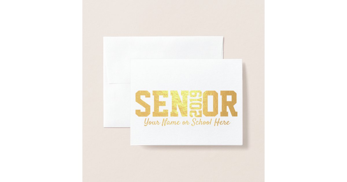 Modern Senior Block Letter Class of 2019 Foil Card | Zazzle