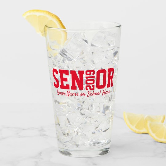 Modern Senior Block Letter Class of 2019 Red Glass | Zazzle.com