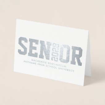 Modern Senior Block Letter Photo Graduation Foil Card | Zazzle