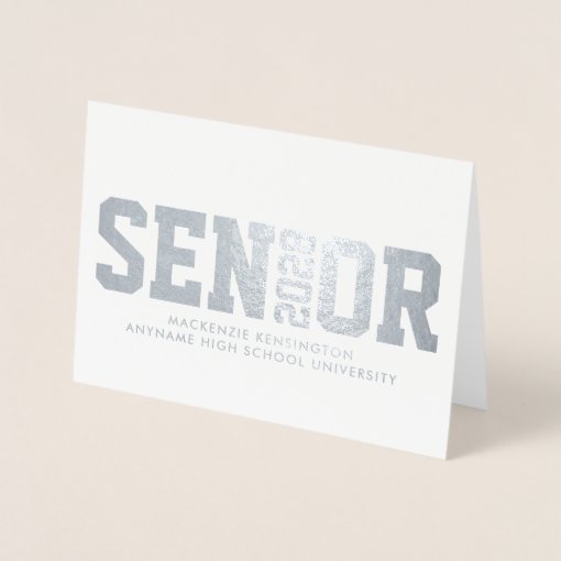 Modern Senior Block Letter Photo Graduation Foil Card | Zazzle