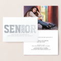 Modern Senior Block Letter Photo Graduation Foil Card | Zazzle