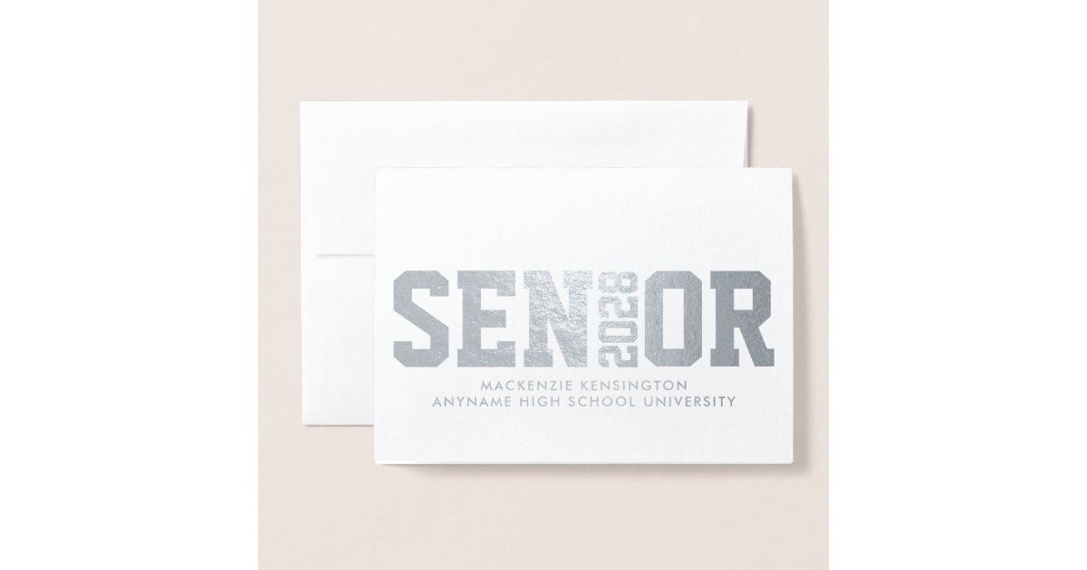 Modern Senior Block Letter Photo Graduation Foil Card | Zazzle