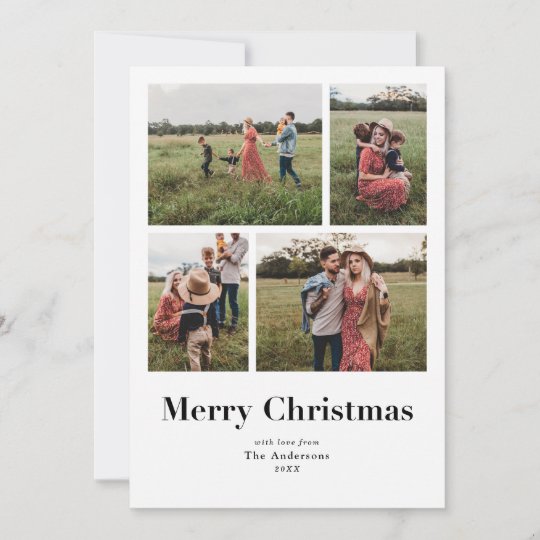 Modern Serif Multiple Photo Christmas Holiday Card | Zazzle.com