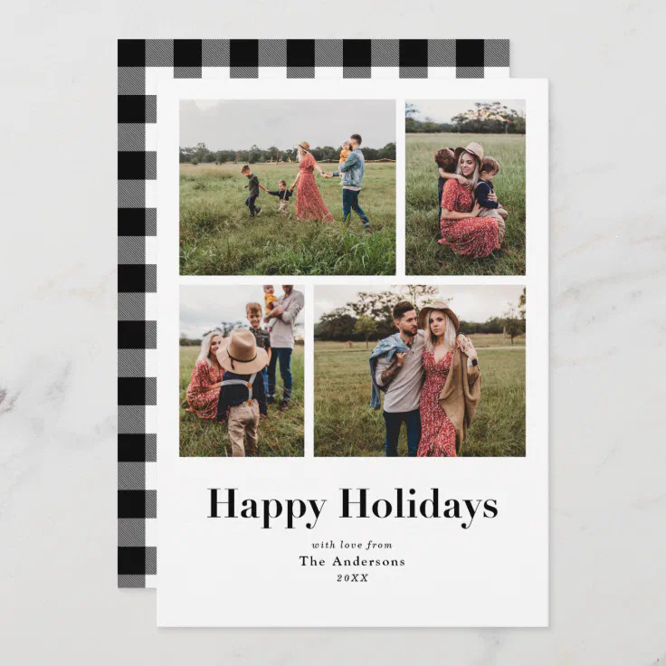 Modern Serif Multiple Photo Happy Holidays Holiday Card | Zazzle