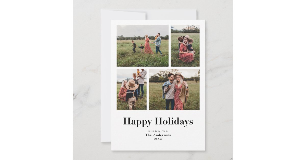 Modern Serif Multiple Photo Happy Holidays Holiday Card | Zazzle.com