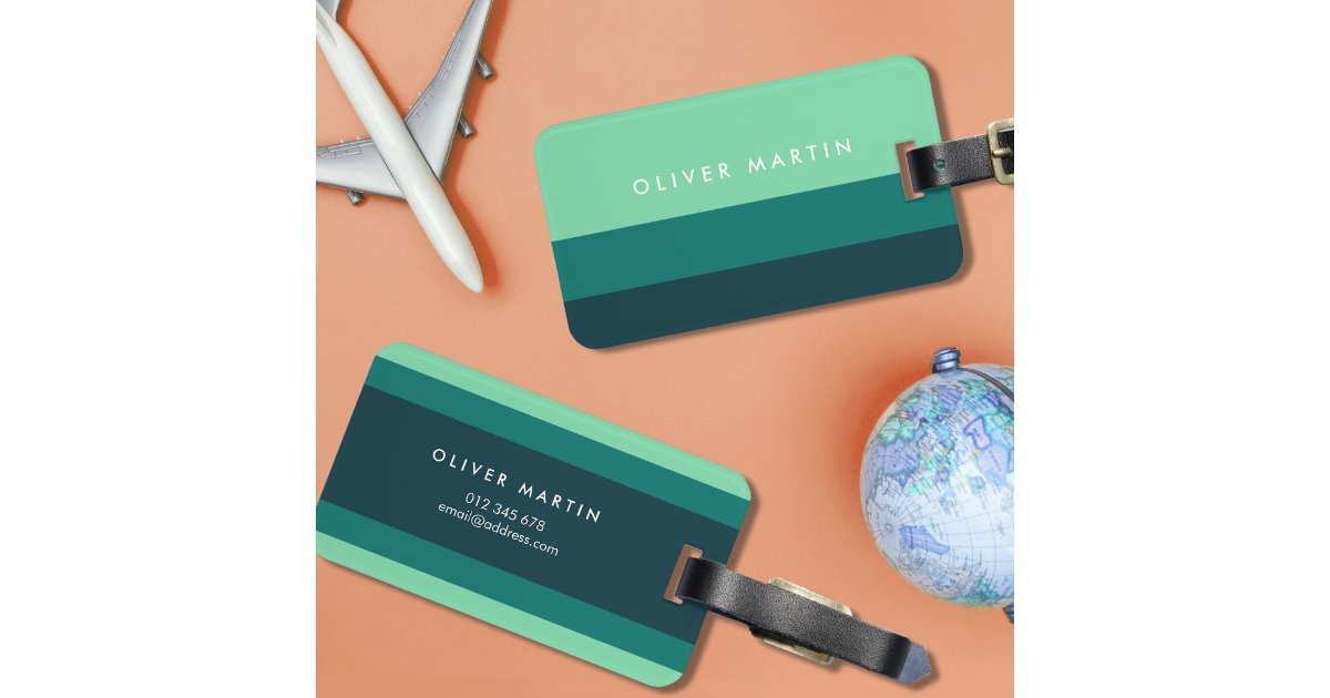 Modern Shades of Green and Teal Color Block Luggage Tag | Zazzle