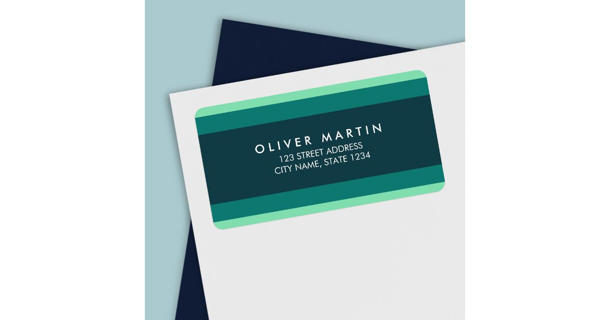 Modern Shades of Teal Green Color Block Address Label | Zazzle