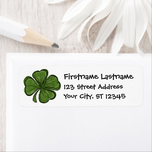 Modern Shamrock with return address Label | Zazzle