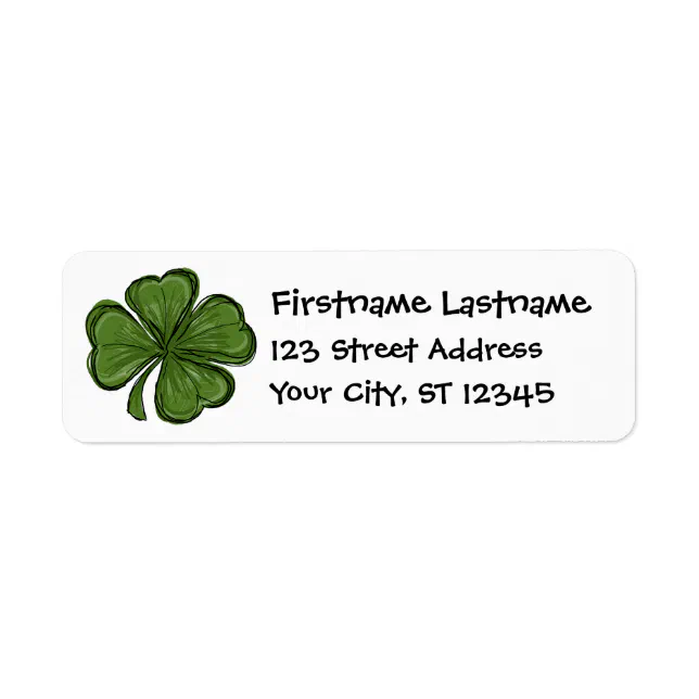 Modern Shamrock with return address Label | Zazzle