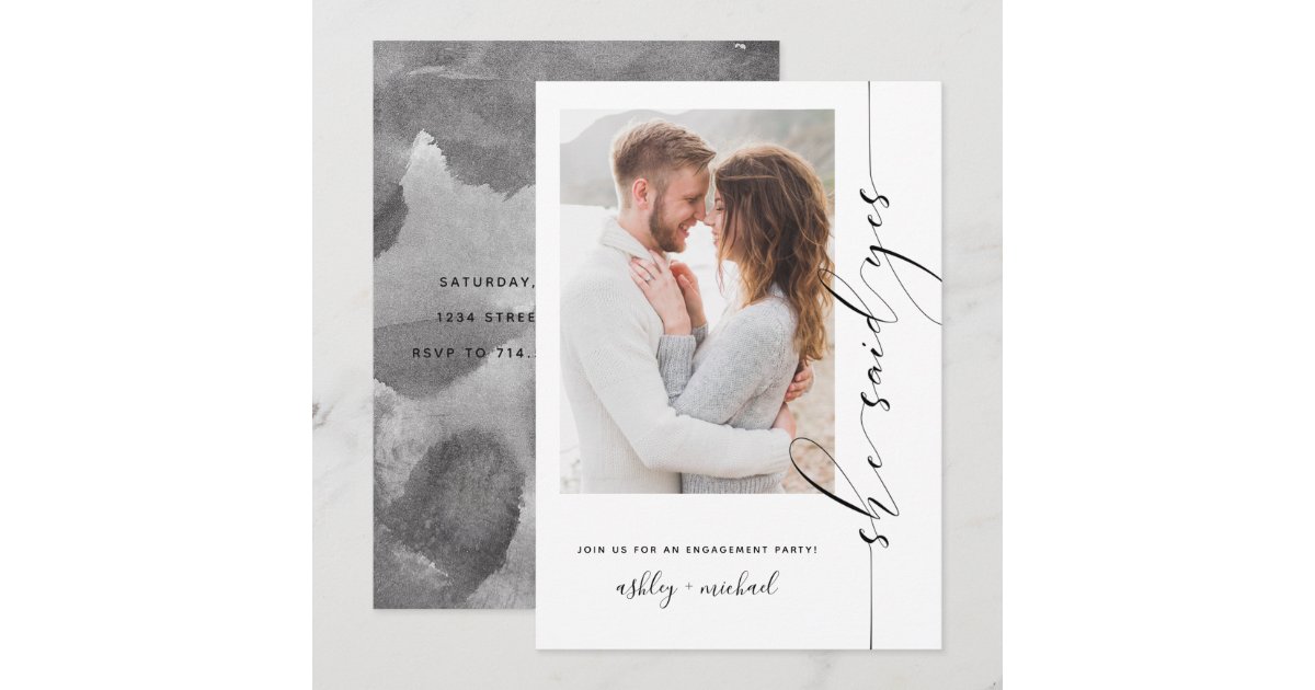 Modern She Said Yes Engagement Party Invite | Zazzle
