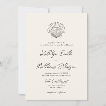Modern Shell Beach Ocean Destination Wedding Invitation | Zazzle