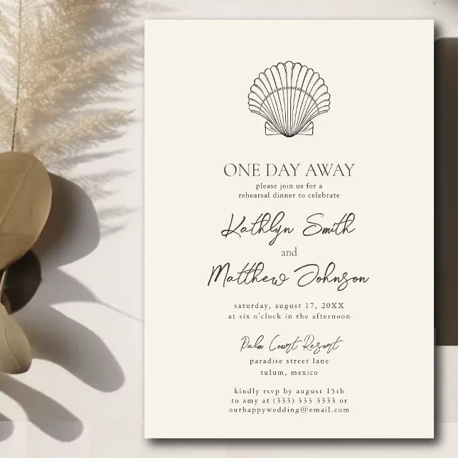 Modern Shell Beach Ocean One Day Away Invitation | Zazzle