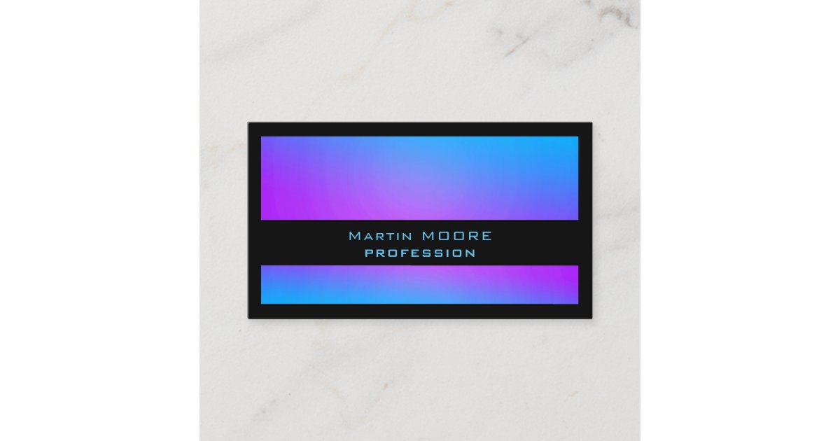 Modern shine metallic blue black business card | Zazzle