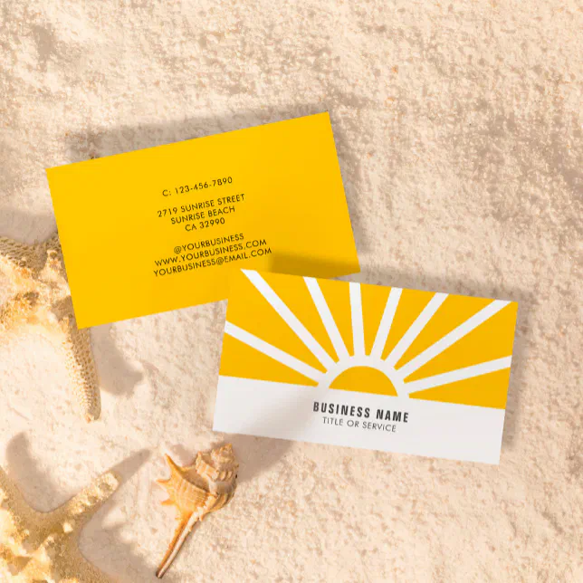 Modern Shining Sun Sunrise Sunrays Yellow Business Card | Zazzle