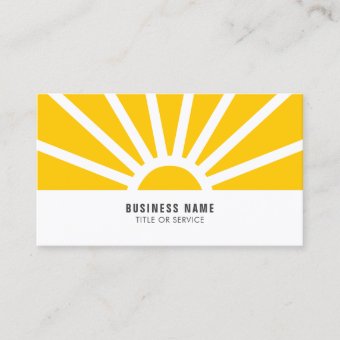 Modern Shining Sun Sunrise Sunrays Yellow Business Card | Zazzle