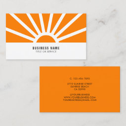 Modern Shining Sun Sunset Sunrays Orange Business Business Card | Zazzle