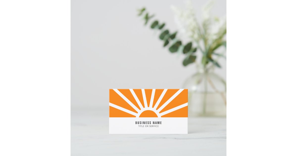 Modern Shining Sun Sunset Sunrays Orange Business Business Card | Zazzle