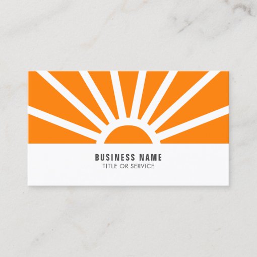 Modern Shining Sun Sunset Sunrays Orange Business Business Card | Zazzle